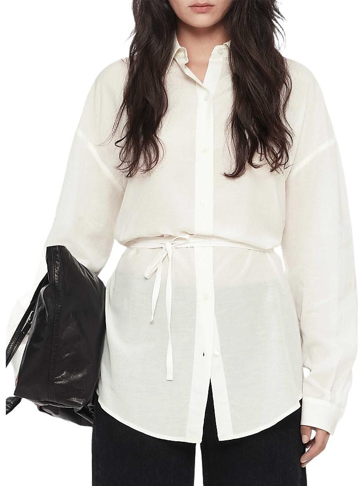 ALLSAINTS ilana cotton & silk tie waist shirt